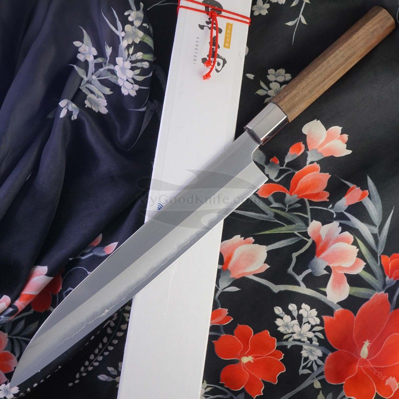Yanagiba Japanese kitchen knife Kurotori Hamono Double bevel KRT-07 22 ...